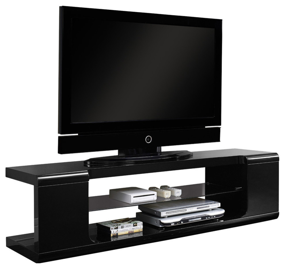 60" TV Stand With Tempered Glass - Contemporary - Entertainment Centers ...