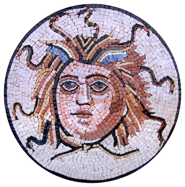 Medusa Accent Mosaic Medallion, 12" x 20" - Contemporary - Tile Murals ...