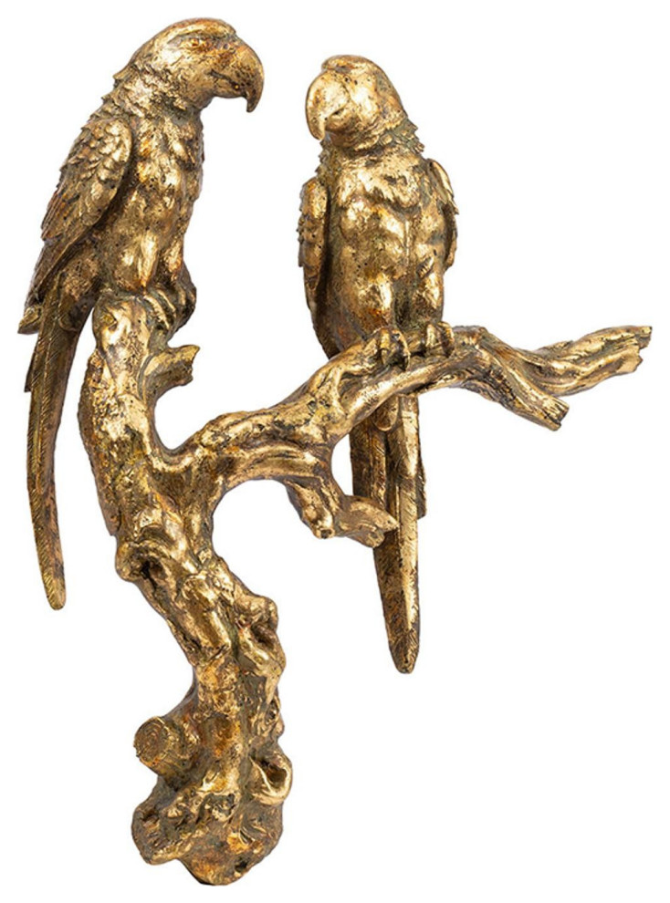 Antiqued Gold Parrots Sculpture - Tropical - Decorative Objects And ...