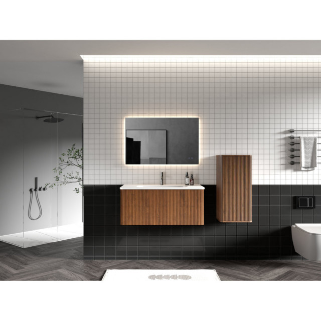 Modern Wall Mounted Bath Vanity, Integrated Sink, 36"w - Transitional ...