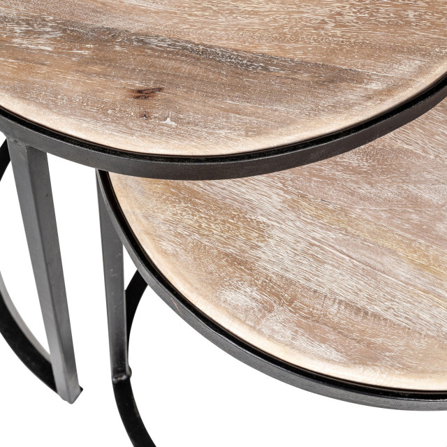 East at Main Mango Wood and Black Iron Nesting Tables (Set of 2 ...