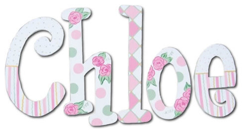 Chloe Garden of Roses Hand Painted Wall Letters - Modern - Wall Letters ...