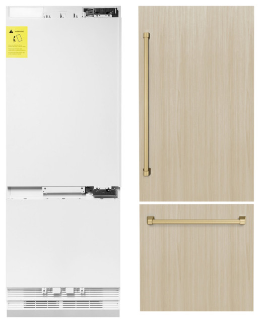ZLINE 30" Built-in Refrigerator With a Champagne Bronze Handle, RBIVZ ...