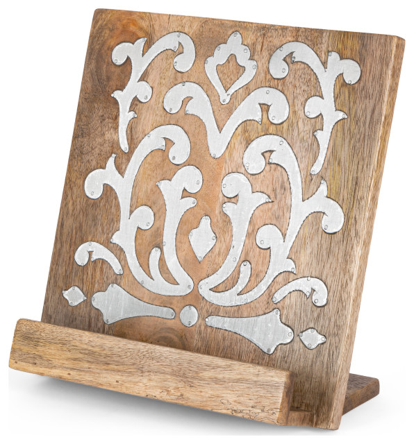 Heritage Inlayed Mango Wood Cookbook Holder - Cookbook Stands And ...