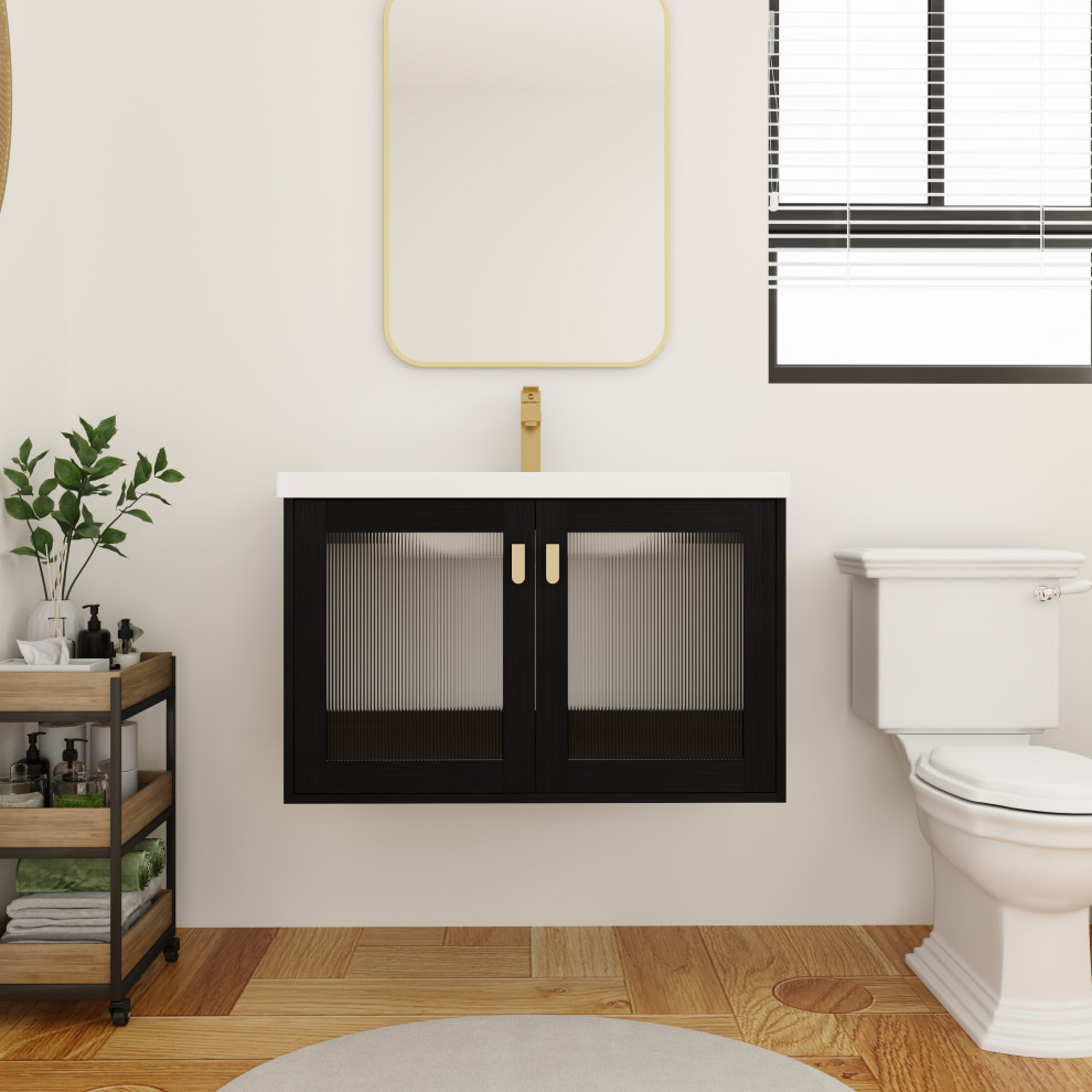 BNK 28/ 32 Inch Single Sink Bathroom Vanity with Soft Close Door - Contemporary - Bathroom ...