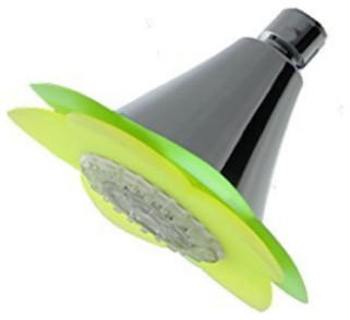 3 Function LED 7 Colors Changing Flower Shower Head in Yellow and Green ...
