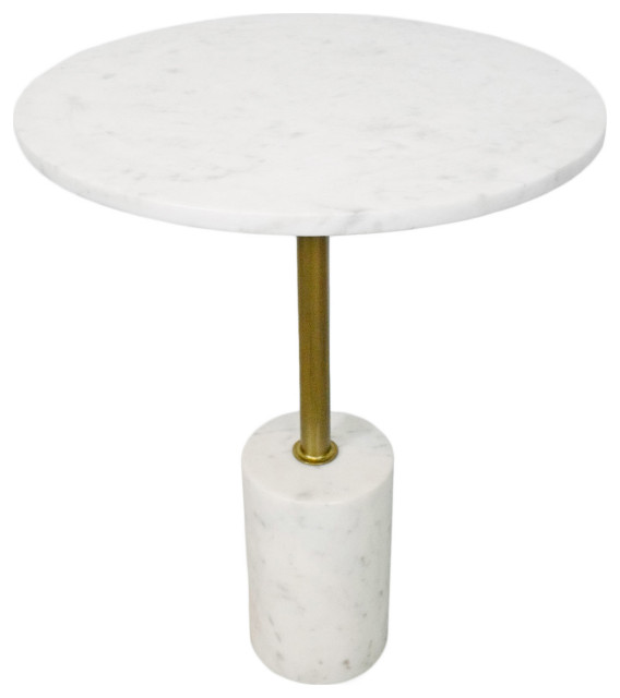Lyra White Marble and Brass Side Table - Contemporary - Side Tables And ...