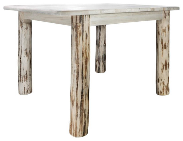 Montana Woodworks 4 Post Transitional Wood Dining Table in Natural ...