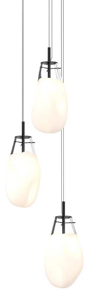 Large 3-Light Round LED Pendant, Satin Black - Contemporary - Pendant ...