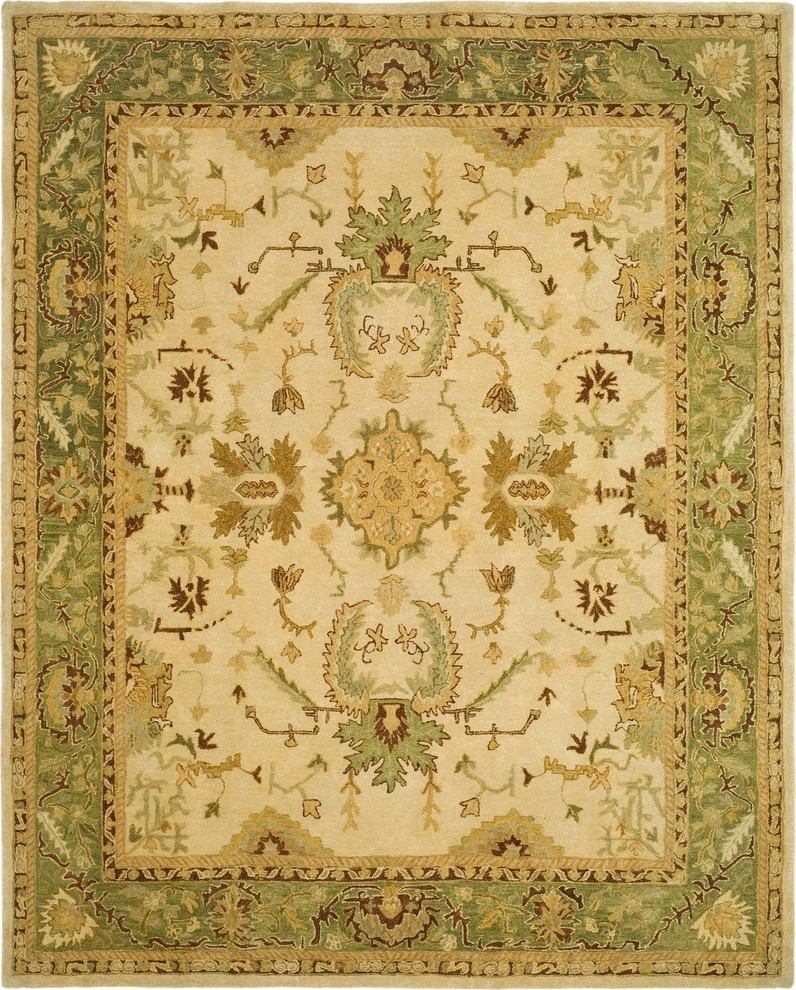 Safavieh Taj Mahal TJM105A Green/Gold Rug, 6' Round - Mediterranean ...