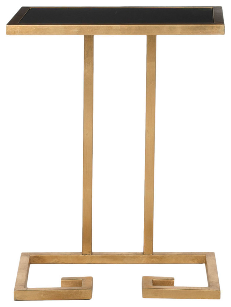 William Gold Leaf Accent Table, Gold/Black - Contemporary - Side Tables And End Tables - by ...