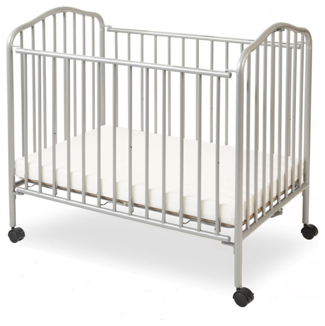 Benzara Industrial Grid Metal Crib with Folding Mechanism and Casters ...