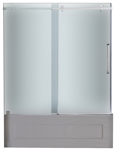 Moselle 56-60"x60" Completely Frameless Sliding Tub Door, Frosted - Contemporary - Shower Doors ...