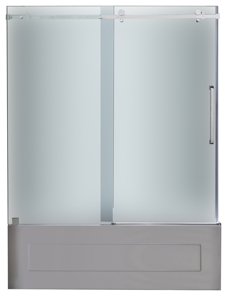 Moselle 56-60"x60" Completely Frameless Sliding Tub Door, Frosted - Contemporary - Shower Doors ...