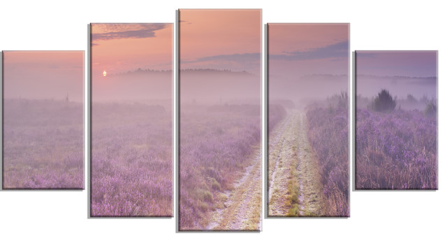 "Path through Blooming Heather" Metal Wall Art, 60"x32" - Farmhouse ...