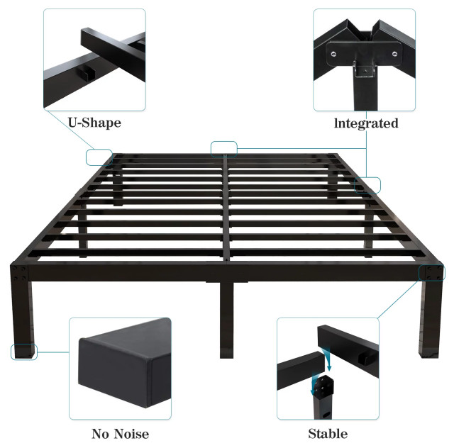 Modern Platform Bed, Stat Design Constructed With Heavy Duty Metal, Cal ...