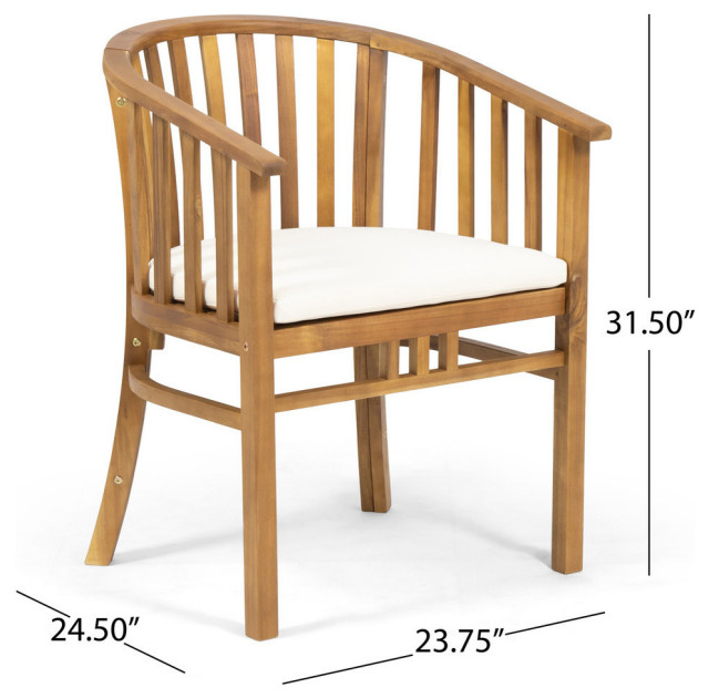 Nola Outdoor Wooden Dining Chairs With Cushions, Set of 2 ...