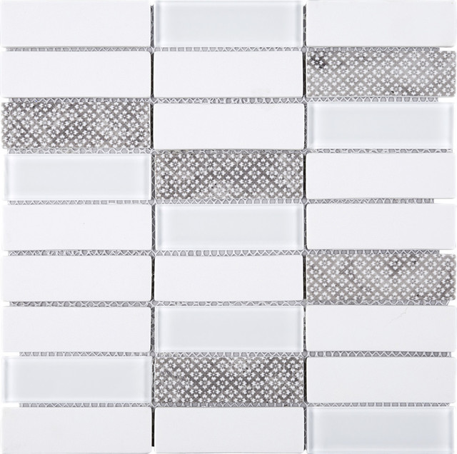 Jolie Mosaic Tile Sheet, White, Sample - Contemporary - Mosaic Tile ...