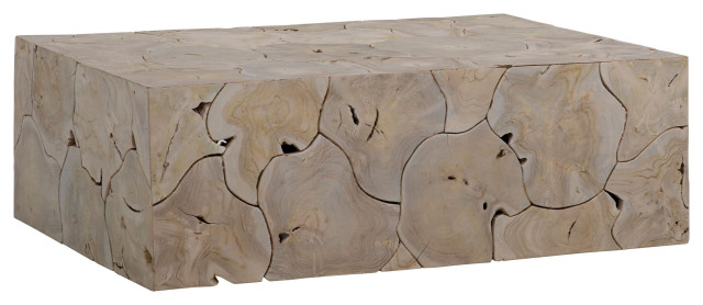 Briar 47" Rectangular Teak Root Block Style Coffee Table - Rustic ...