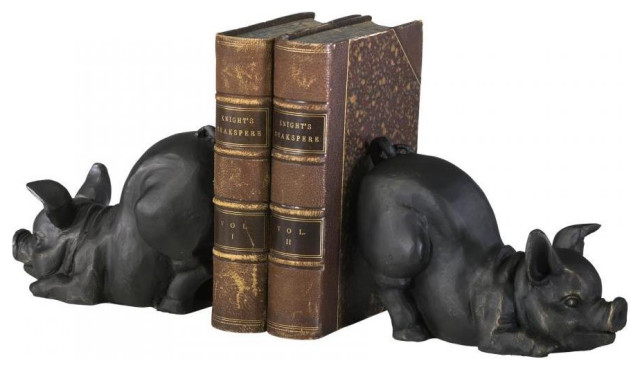 Old World 4.5" Piggy Bookends, 6.25" - Farmhouse - Bookends - by ...