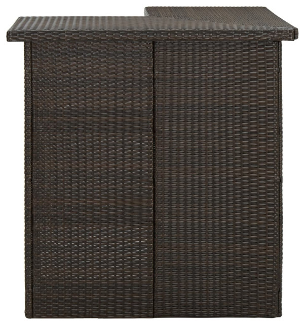 vidaXL Corner Bar Table Brown 39.4"x19.7"x41.3" Poly Rattan - Dining ...