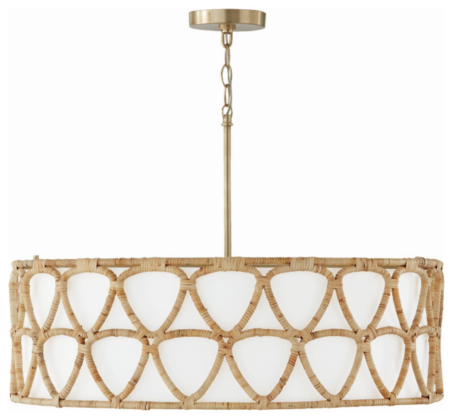 Tulum Four Light Pendant, Matte Brass - Tropical - Pendant Lighting ...