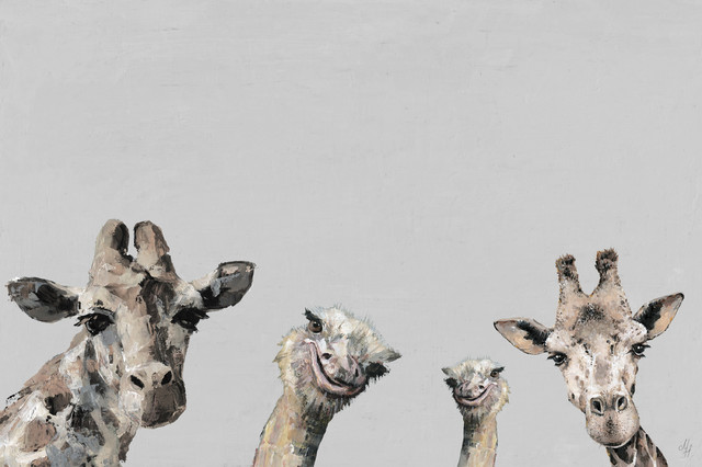 "Goofy Duos" Painting Print on Wrapped Canvas, 12"x8" - Contemporary ...