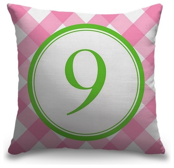 "Number Nine - Circle Plaid" Outdoor Pillow, 16" x 16" - Contemporary ...