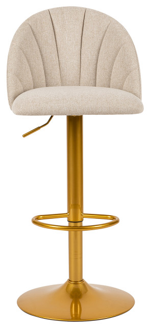 Adjustable Counter Height Stools, Set of 2, Beige Linen - Contemporary ...