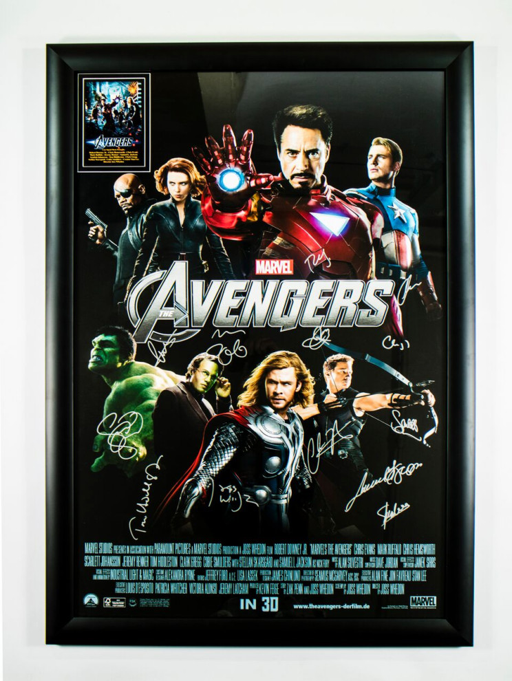 Avengers Signed Movie Poster, Custom Frame - Contemporary - Prints And ...