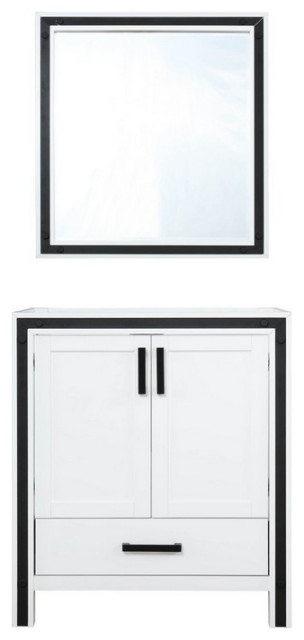 Ziva Transitional White 30" Single Vanity, no Top and 28" Mirror ...