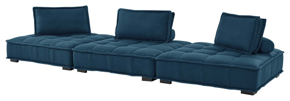 Modular Deep Tufted Sectional Sofa Set, White, Fabric, Modern, Cafe ...