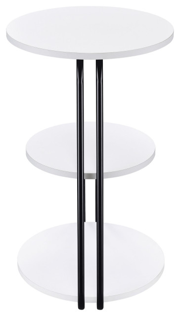 Hilly 3-tier Round Side Table White and Black - Transitional - Side ...