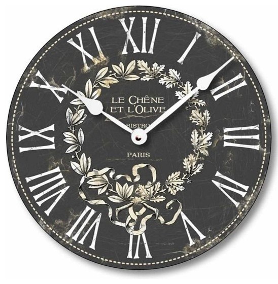 Vintage-Style French Bistro Clock, 12 Inch Diameter - Traditional ...