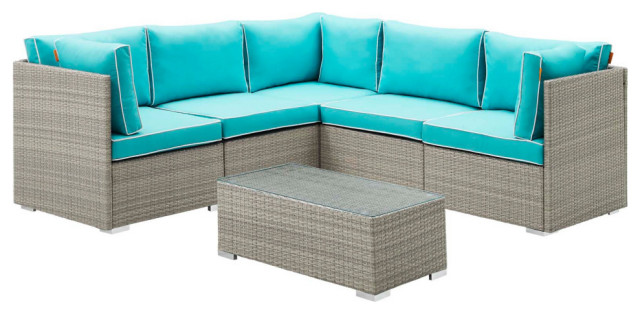 Repose 6-Piece Outdoor Sectional Set - Tropical - Outdoor Lounge Sets ...