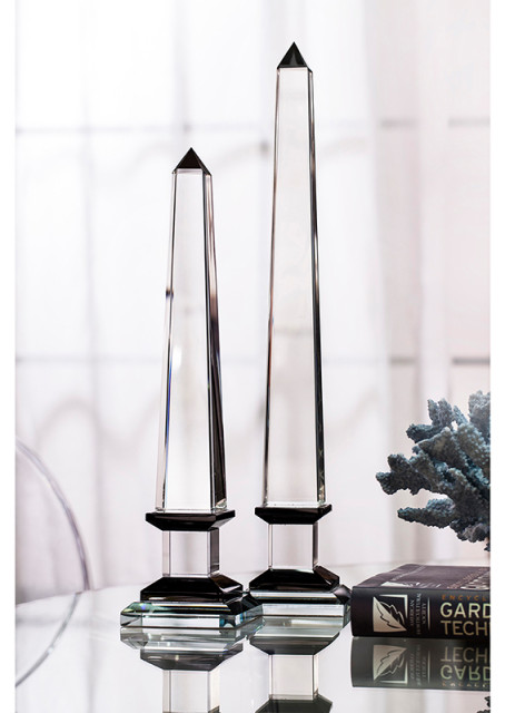 A&B Home Crystal Obelisk Finial With Black Base 4x4x16" - Contemporary ...