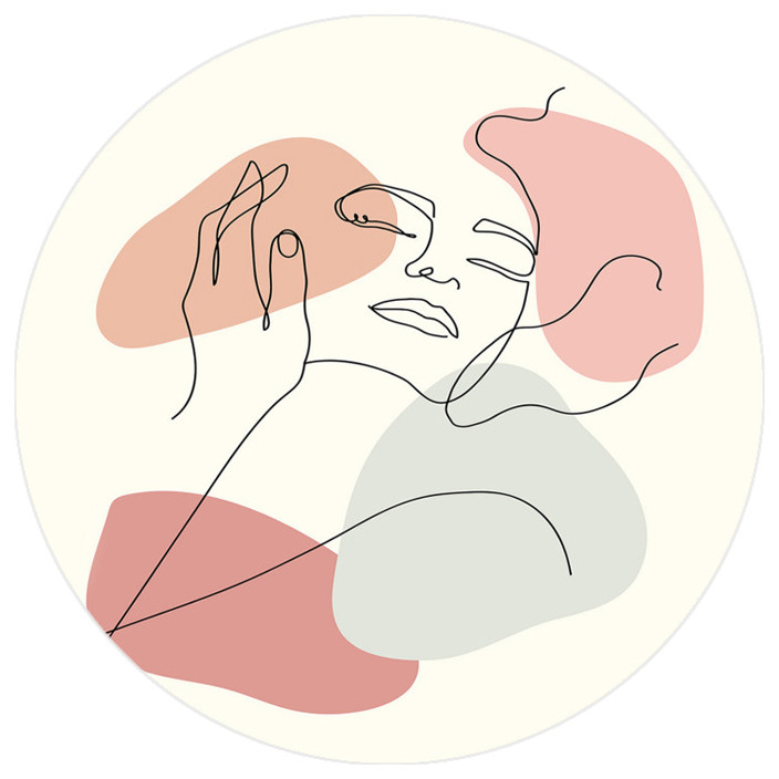 Designart Continuous Line Portrait of Woman In Modern Metal Circle Wall ...