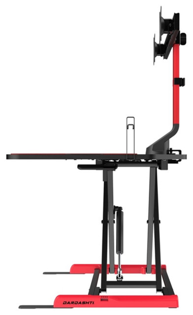 Pemberly Row Contemporary Double Monitor Gaming Desk Riser - Red/Black ...