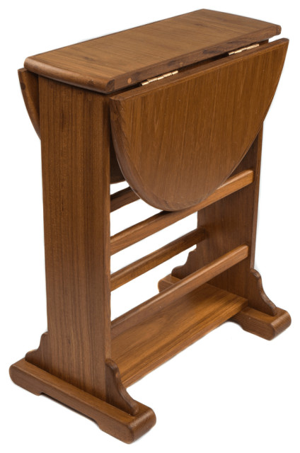 21" Brown Solid Wood Oval Drop Leaf End Table - Transitional - Side Tables And End Tables - by ...