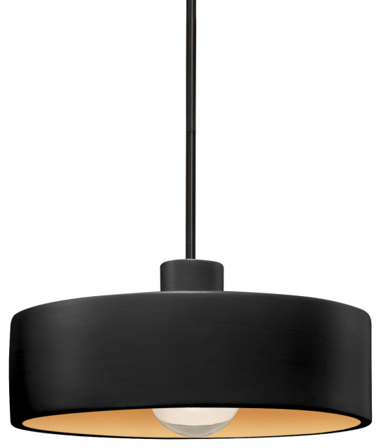 Radiance Dish Pendant, Carbon Black/Gold, Black, Rigid Stem, E26 ...