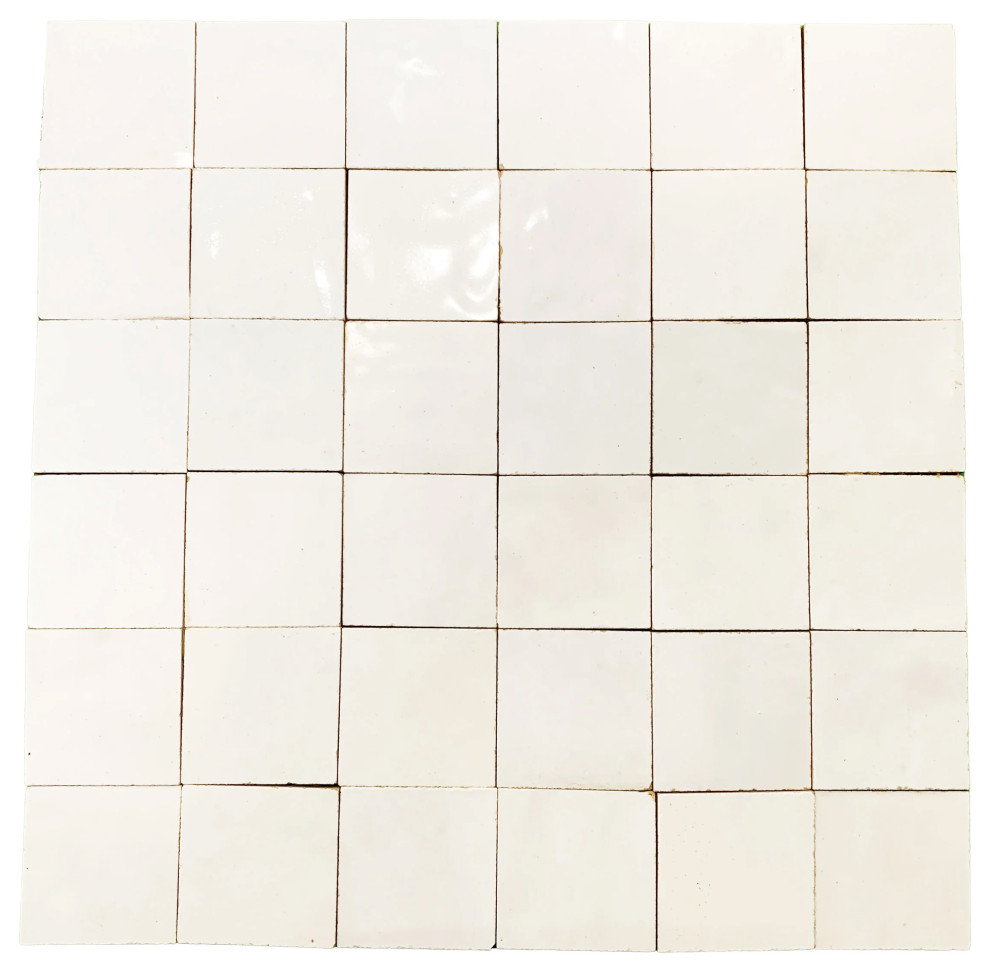 Contemporary Zellige White, 12"x12"x1/2" Panel - Traditional - Mosaic ...