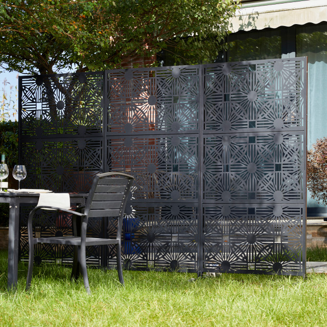 6ft Galvanized Steel Privacy Screen Fence - Transitional - Screens And ...
