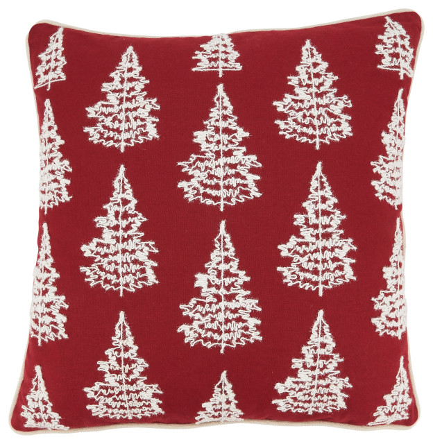 Playful Pines Christmas Trees Throw Pillow, 18" - Contemporary ...