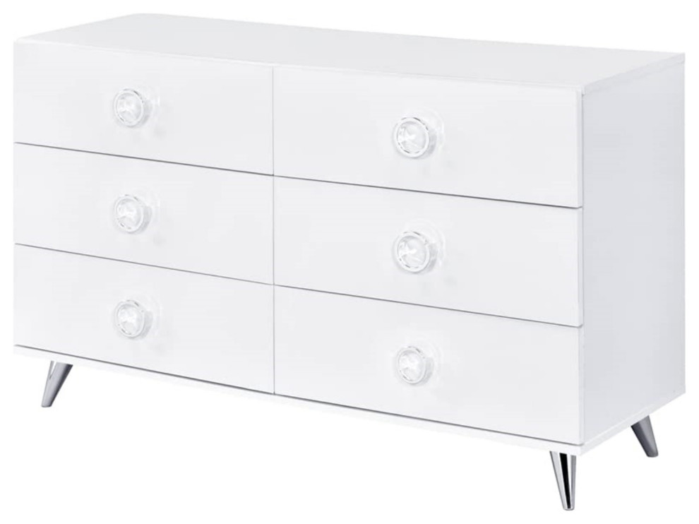 Modern Dresser, Angled Chrome Legs & Drawer With Round Shaped Knobs ...
