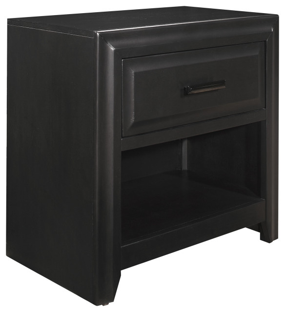 Transitional Style 1 Drawer Nightstand with 1 Storage Cubby, Espresso ...