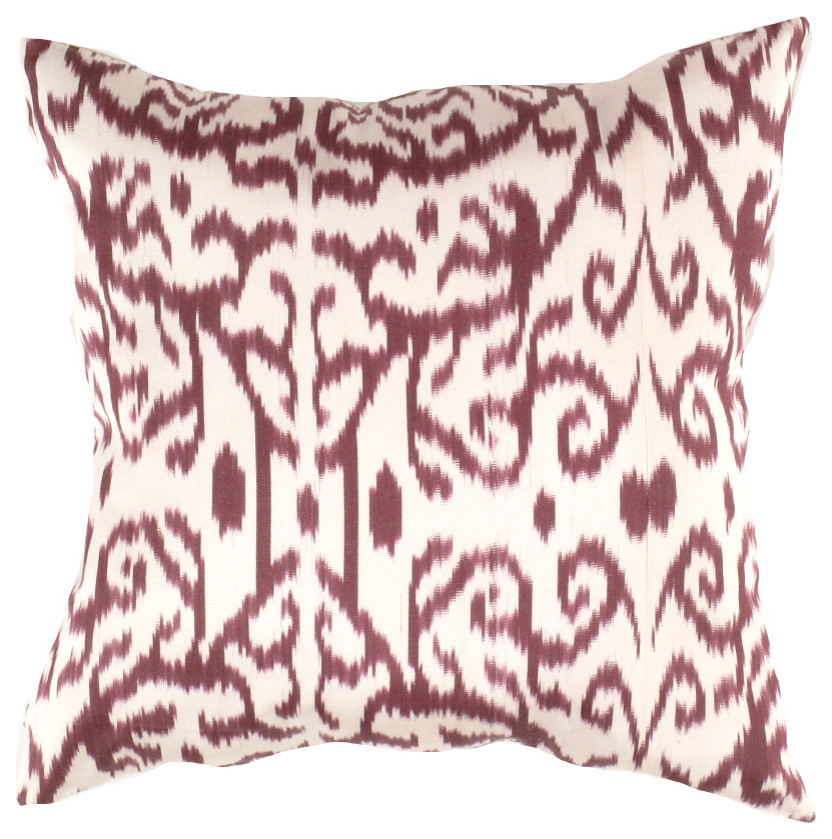 Ti 276 Red Color Turkish Rust Silk Ikat Pillow 20'' - Mediterranean ...