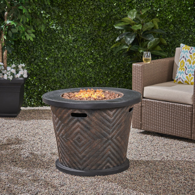 GDF Studio Elizabeth Outdoor 32" Circular 40,000 BTU Concrete Fire Pit ...