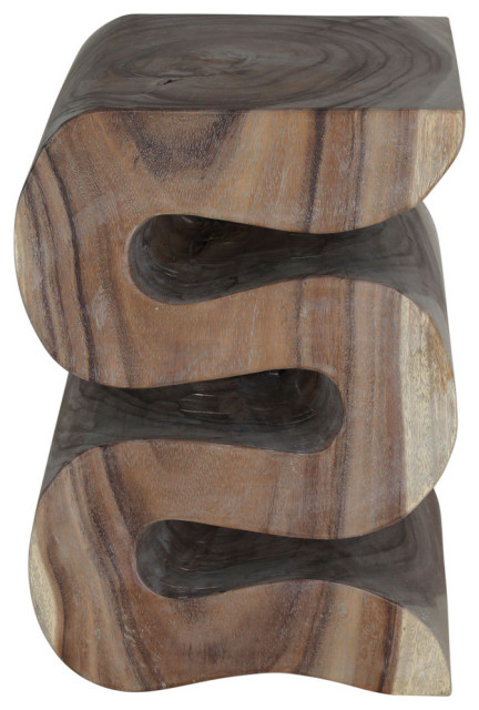 Haussmann Wood Big Wave Verve Accent Snake Table, 14x14x20, Agate Grey ...