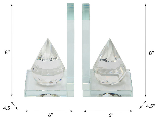 S/2 Crystal Teardrop Bookends - Contemporary - Bookends - by Beyond ...