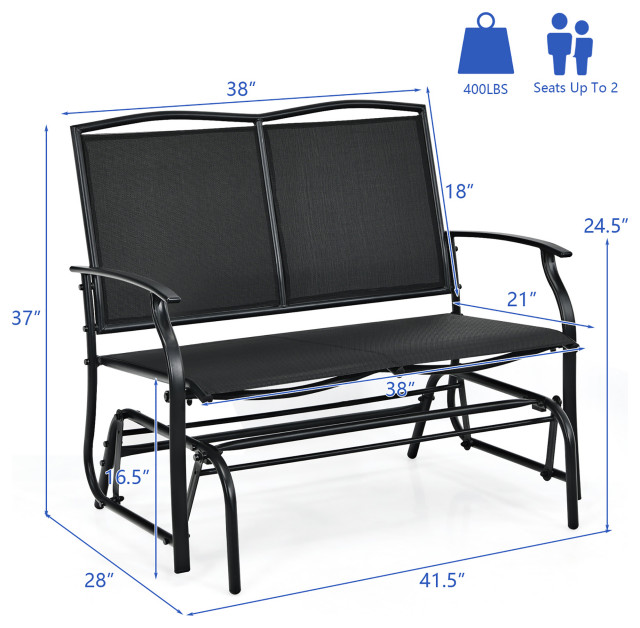 Costway Patio Glider Rocking Bench Double 2 Person Chair Loveseat ...